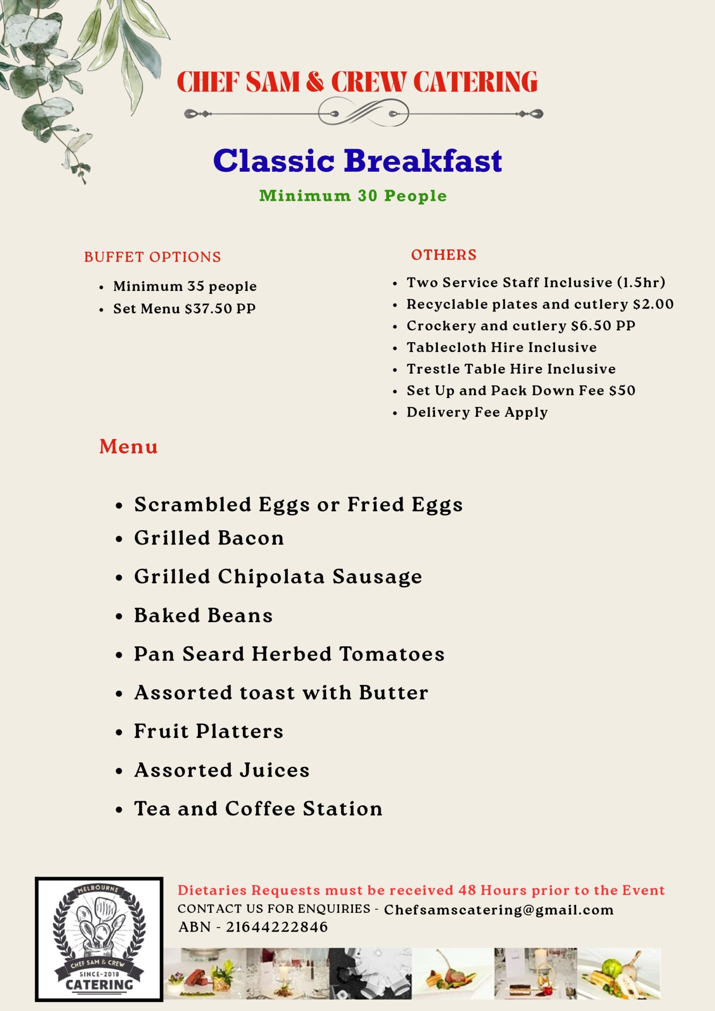 Classic Breakfast Buffet – Chef Sam & Crew Catering