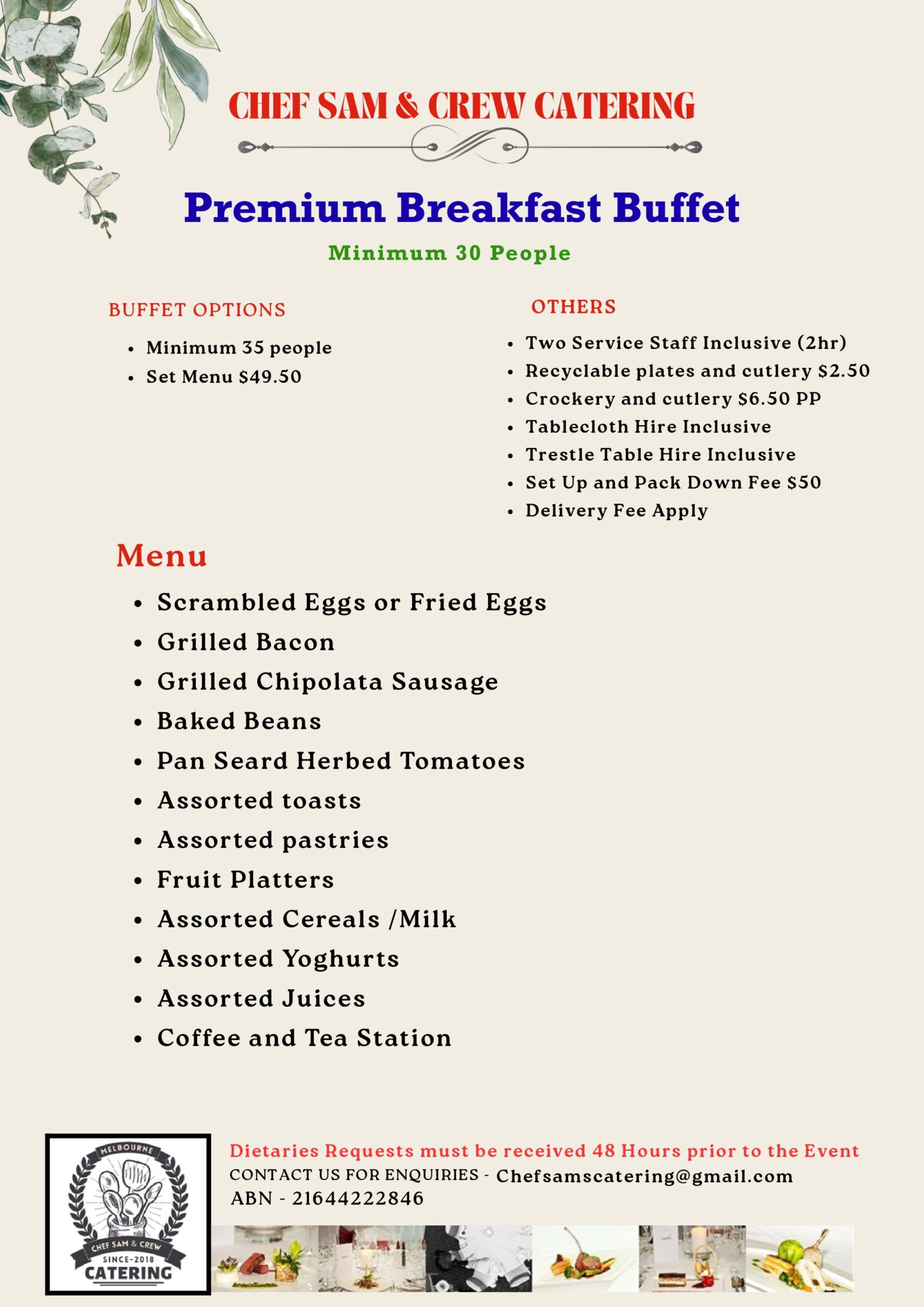 Premium Breakfast Buffet – Chef Sam & Crew Catering