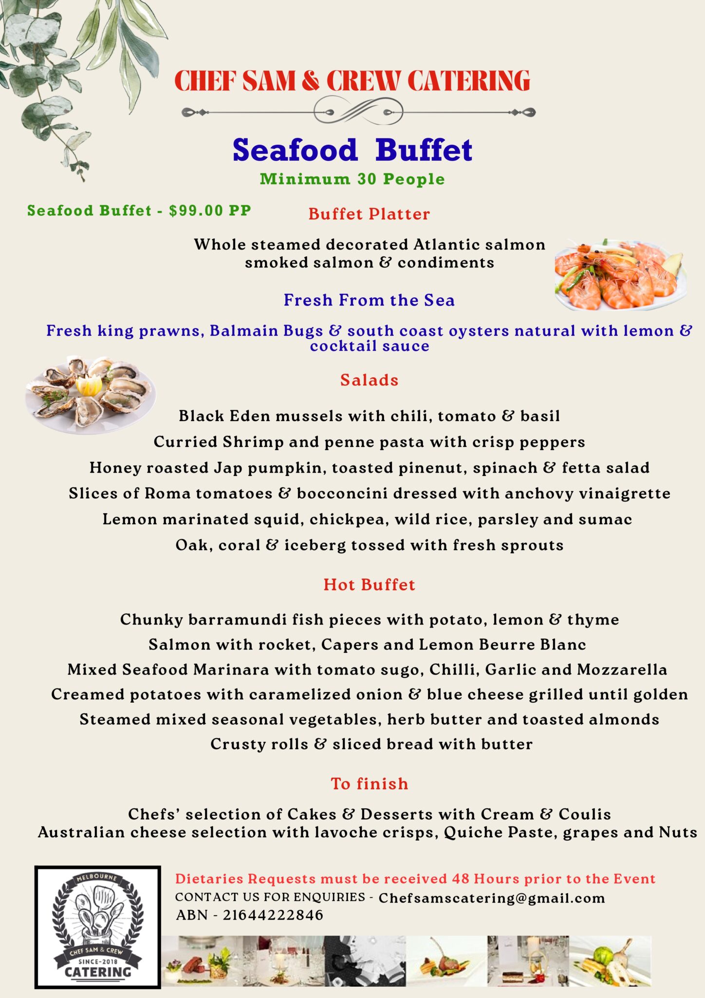 Seafood Buffet – Chef Sam & Crew Catering